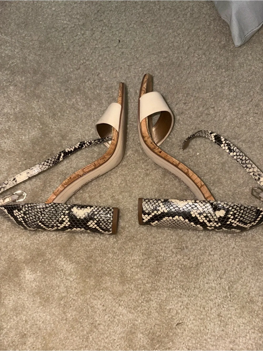 Sam Edelman | Shoes | Sam Edelman Cream And Snakeprint Block Heel ...